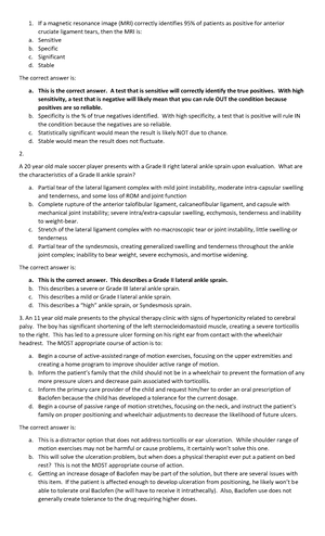 PT questions 20 items - A physiotherapist works with a patient ...