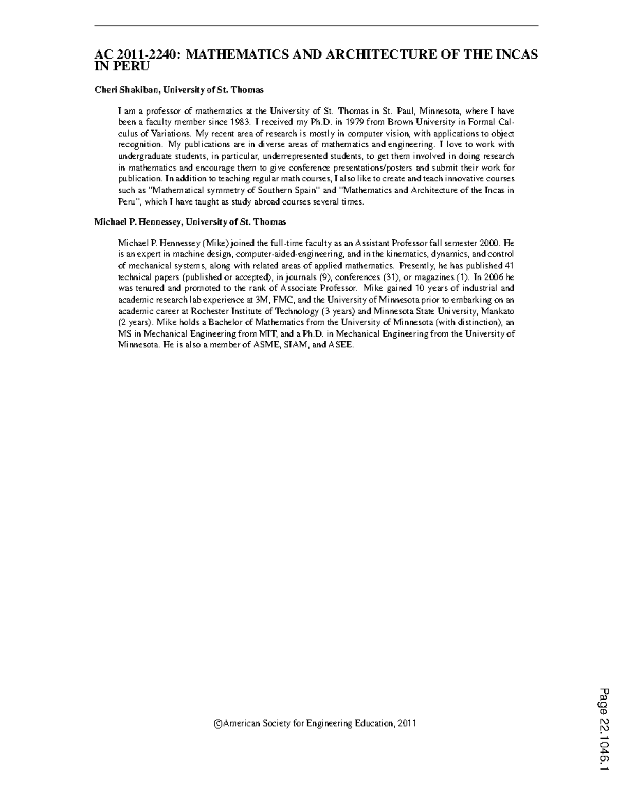 Mathematics and architecture of the incas in peru - AC 2011-2240 ...