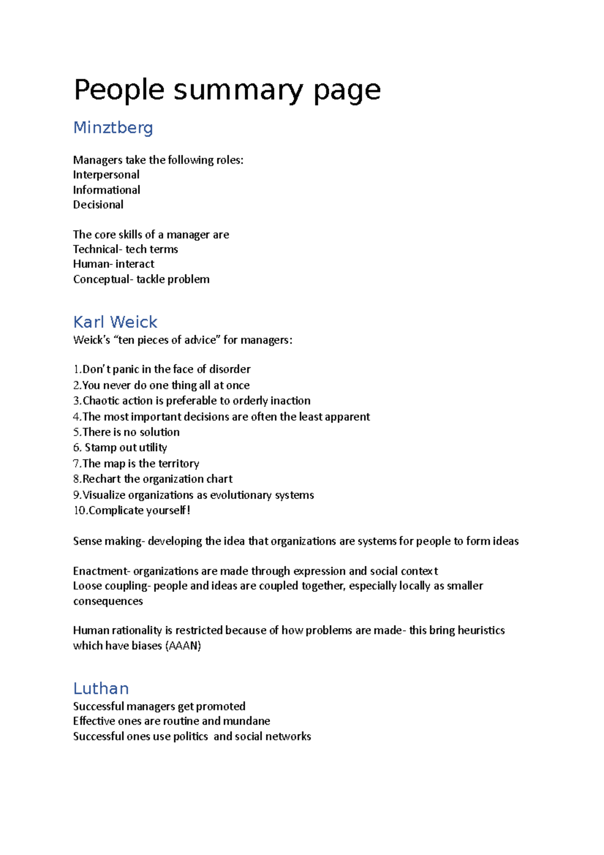 People summary page - Theorys summarised - People summary page ...