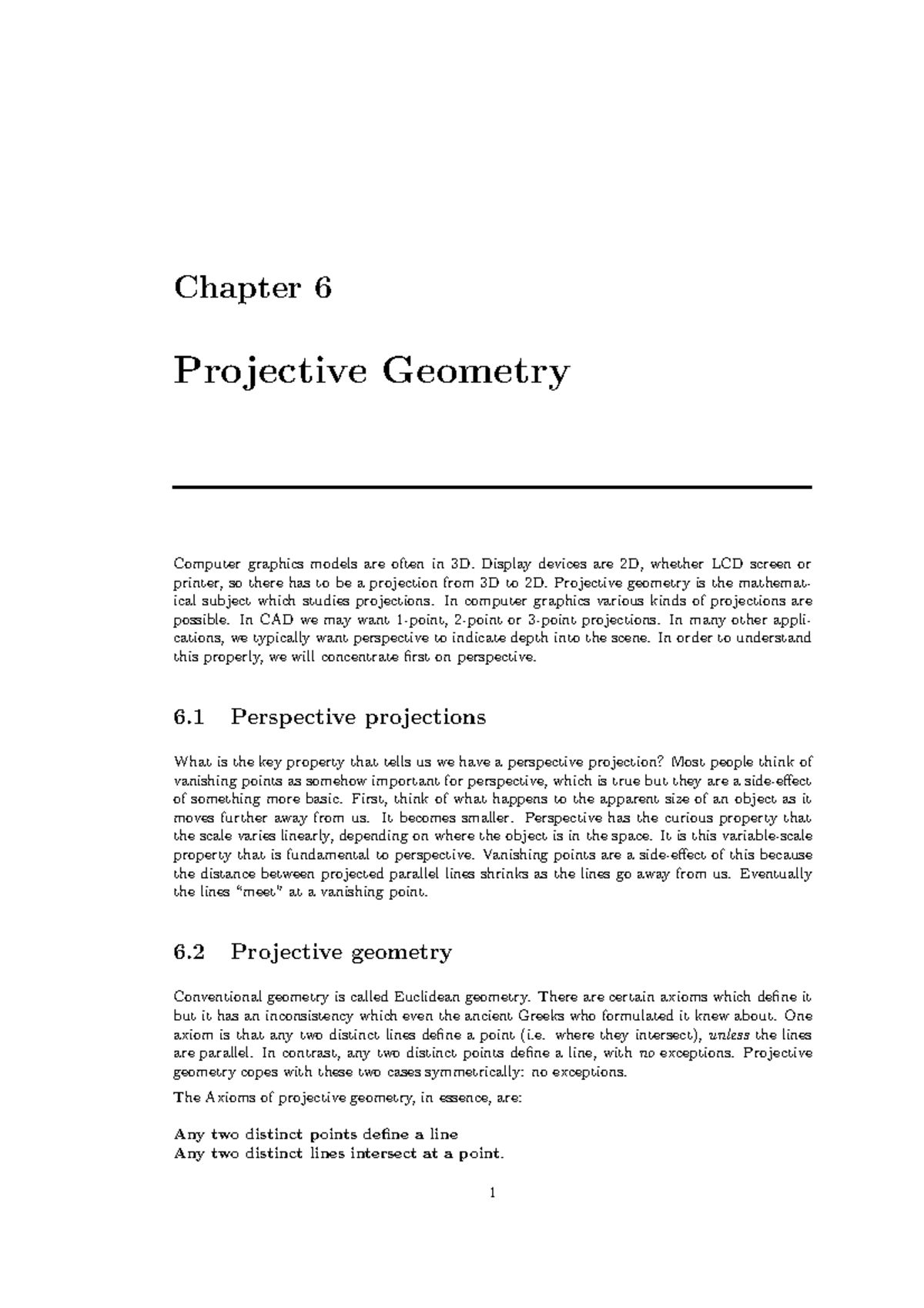 CM30075 2008-2009 Lecture Notes 6 - Projective geometry - Chapter 6 ...