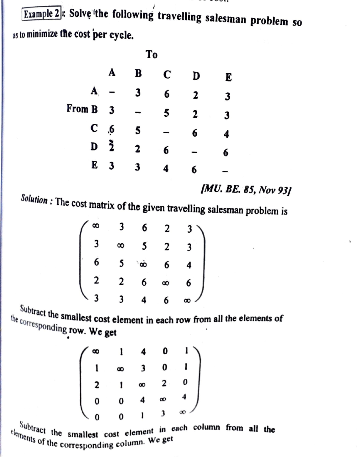 Traveling Salesman Problem - Example 2 Solv 'the following travelling ...