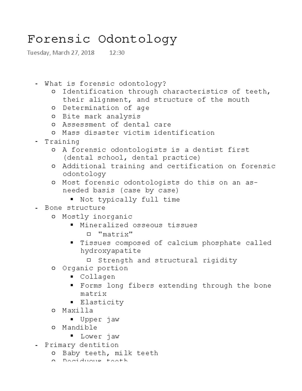Forensic Odontology - Lecture notes 9 - Warning: TT: undefined function ...