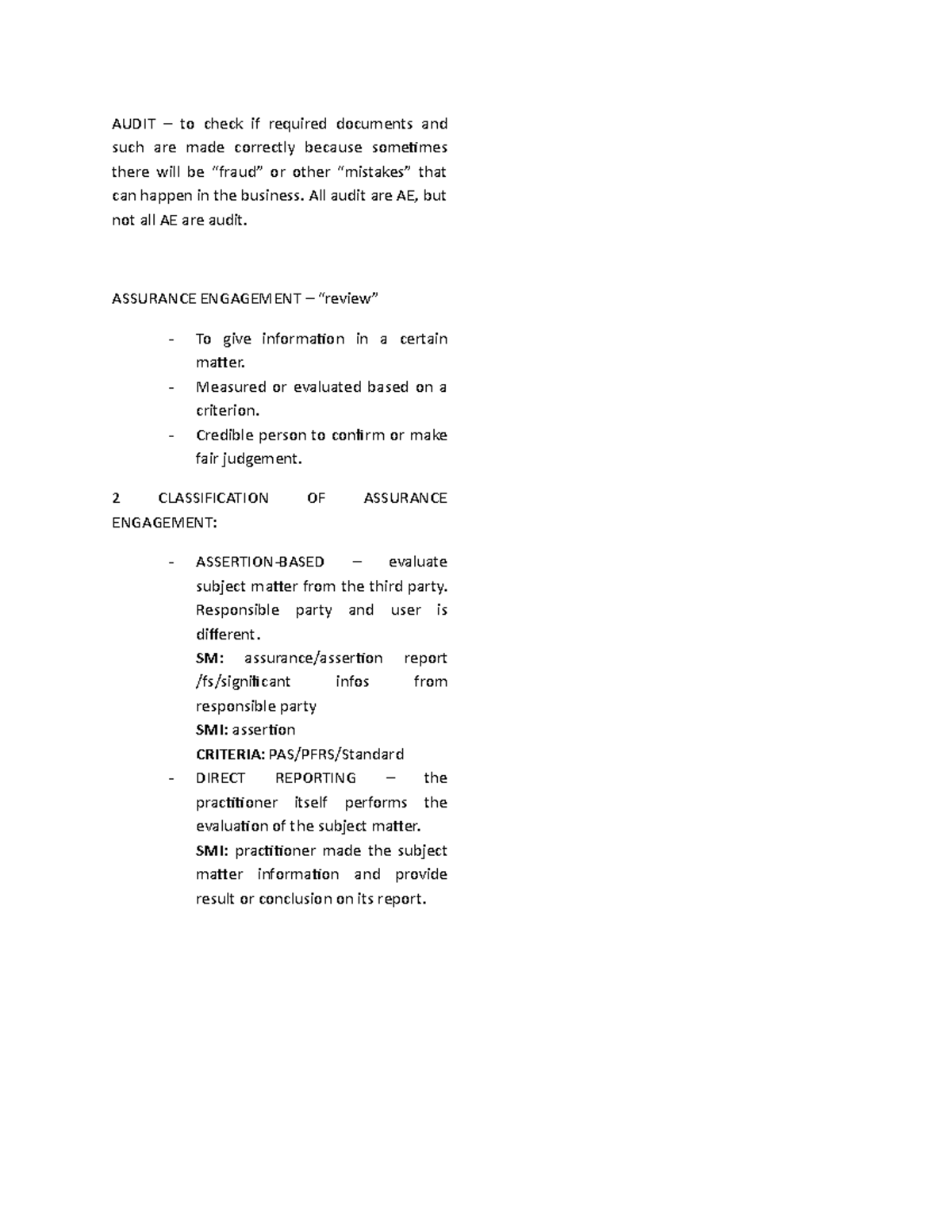 Audit NOTE - NOTES FOR ACCOUNTING - AUDIT – to check if required ...