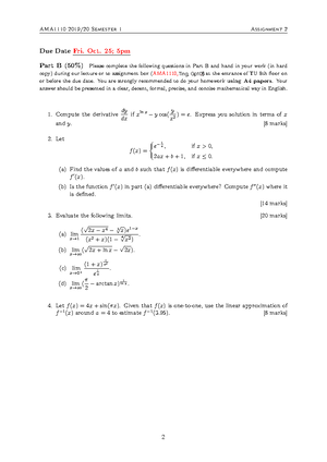 Basic Mathematics I- Calculus and Probability & Statistics - AMA1110 - PolyU - Studocu