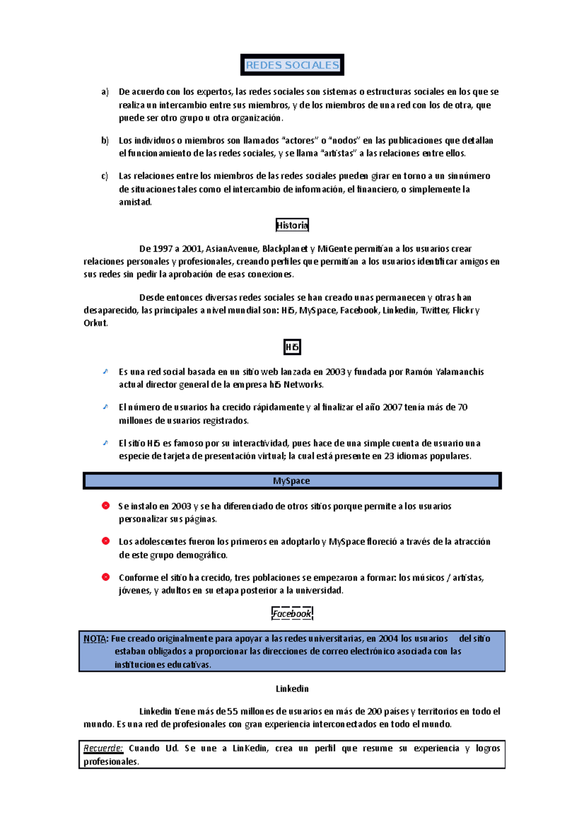 Word2016-TP2- Obligatorio - REDES SOCIALES a) De acuerdo con los expertos, las redes sociales ...