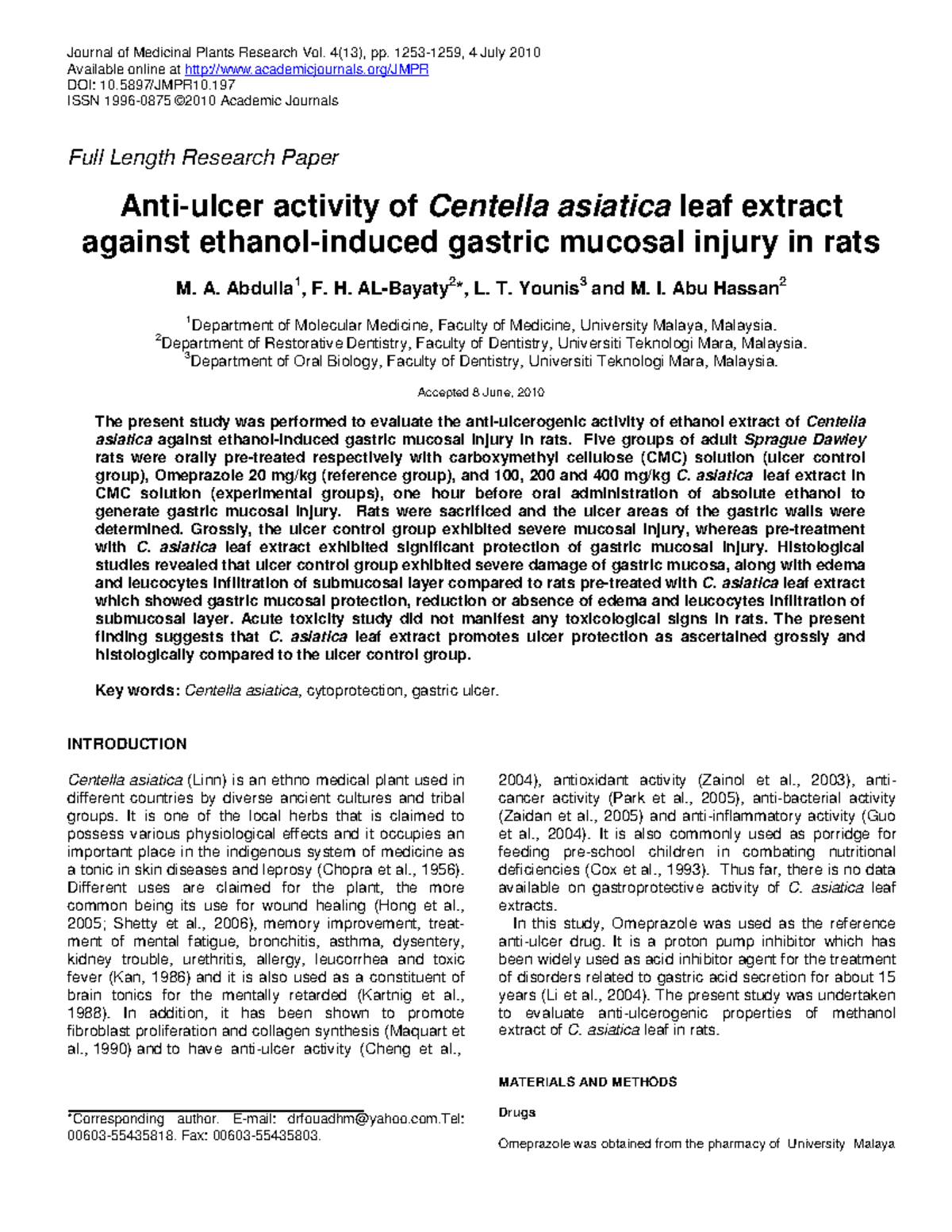 62931 AA15933 - Summary Bsed major in english - Journal of Medicinal ...