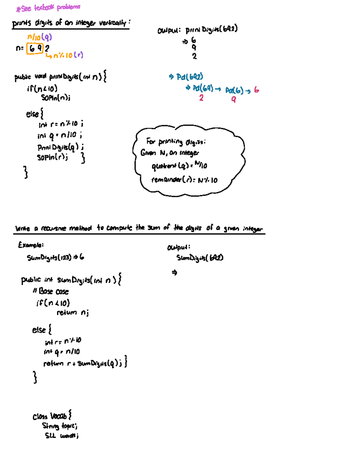 Recursion and Linked List - Seetexbookproblems printsdigitsof an integervertically output - Studocu