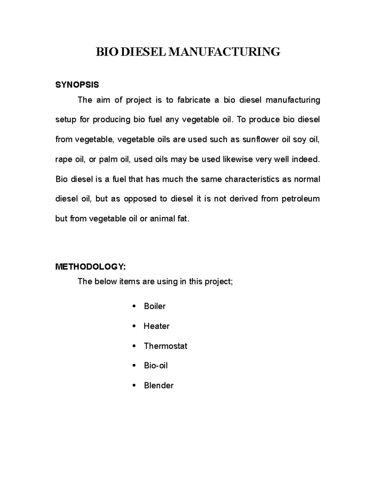 bio-diesel-manufacturing-bio-diesel-manufacturing-synopsis-the-aim-of