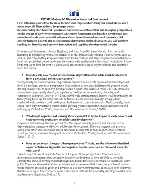 PSY 322 Module 4-1 Discussion - This week's readings present a variety ...