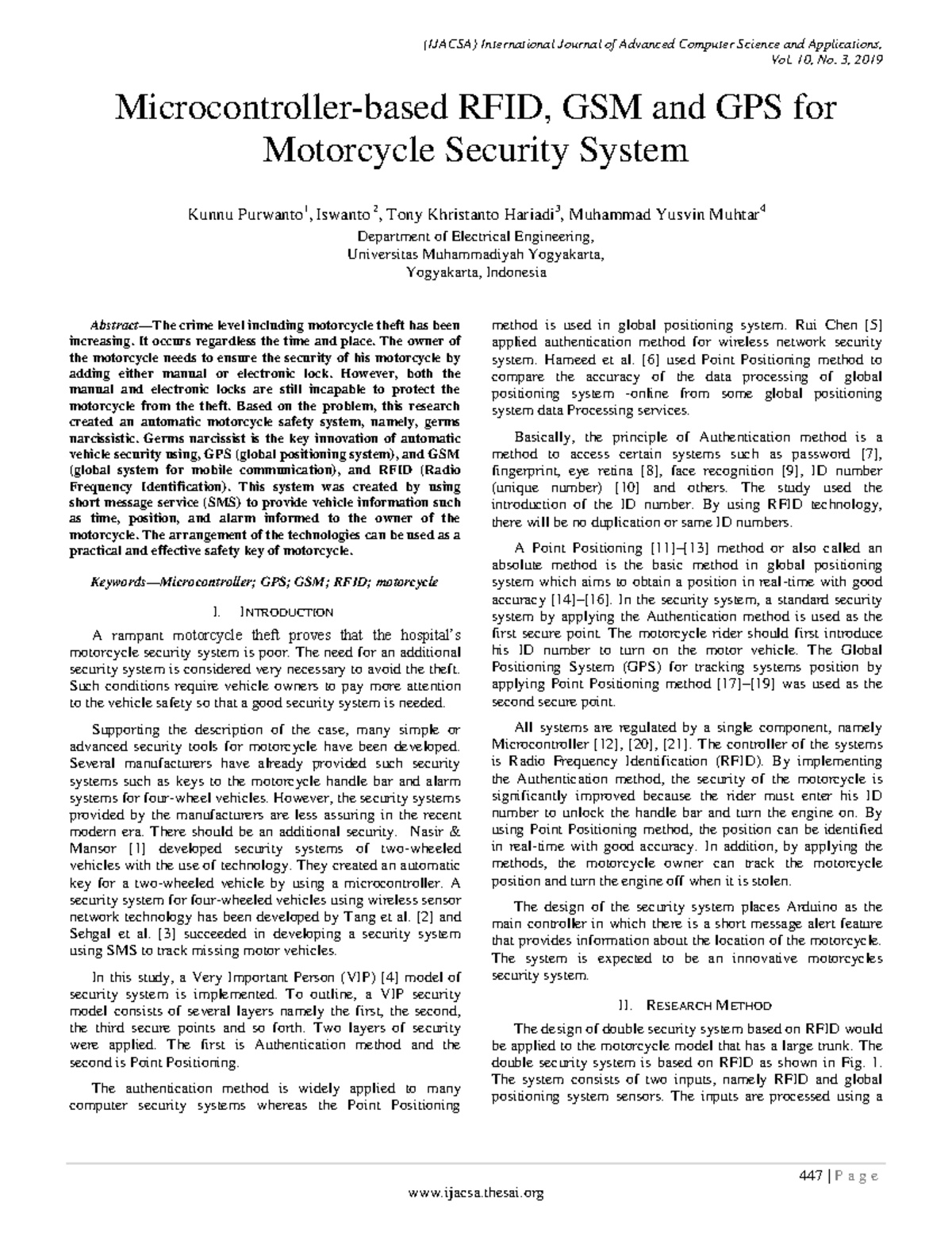 Microcontroller based RFID GSM and GPS for motorcycle security system ...