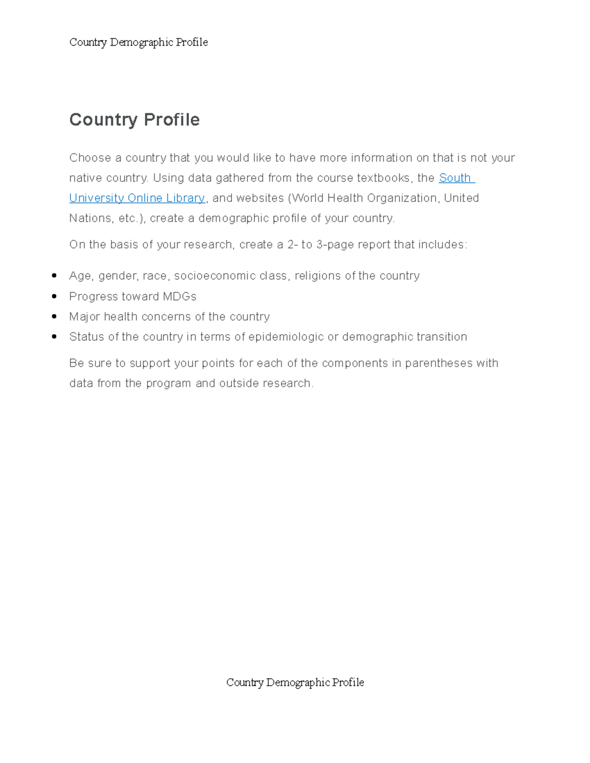 Country Demographic Profile - Country Profile Choose a country that you ...