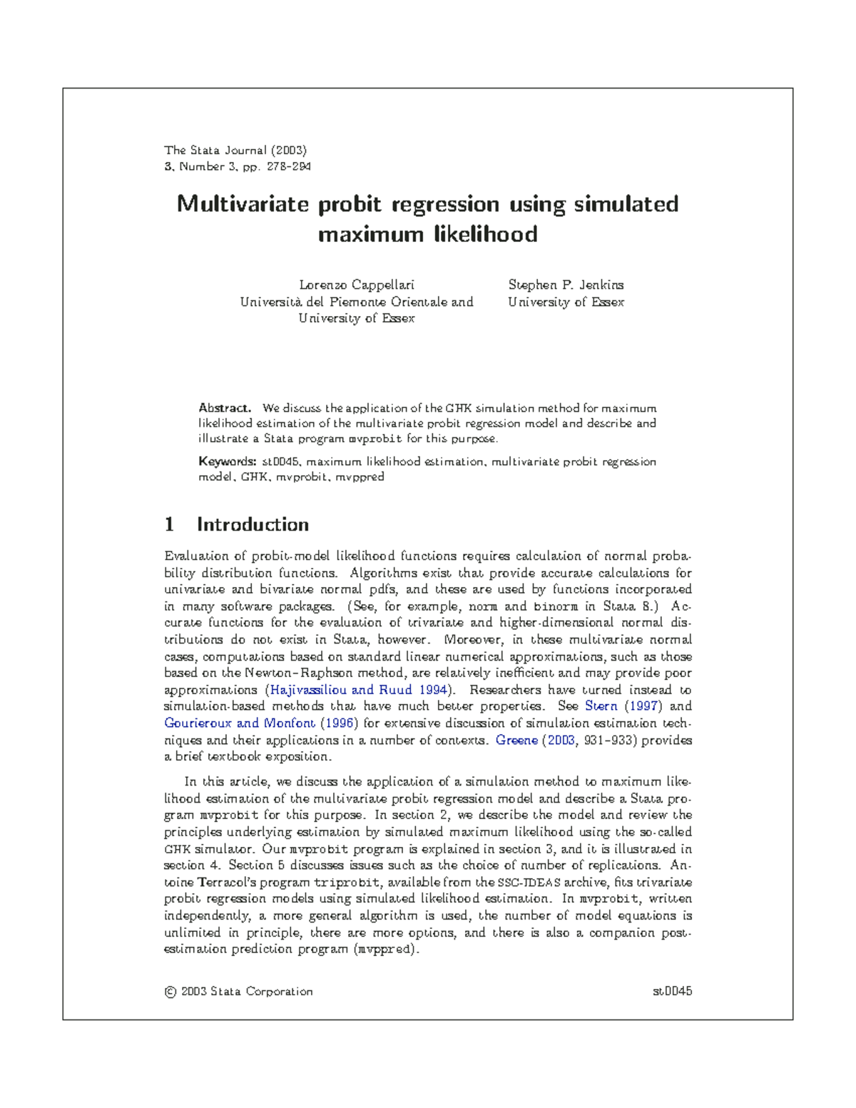 # 2.Best note Multivariate probit regression using SML - The Stata ...