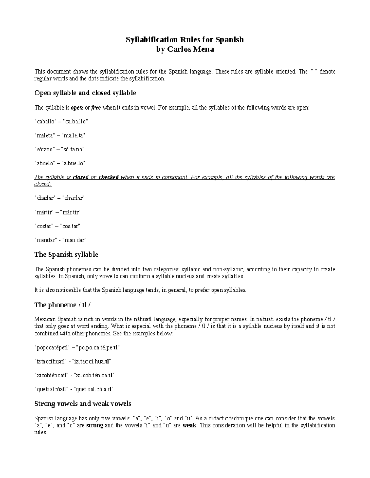 Syllabification Rules in Spanish - Syllabification Rules for Spanish by ...