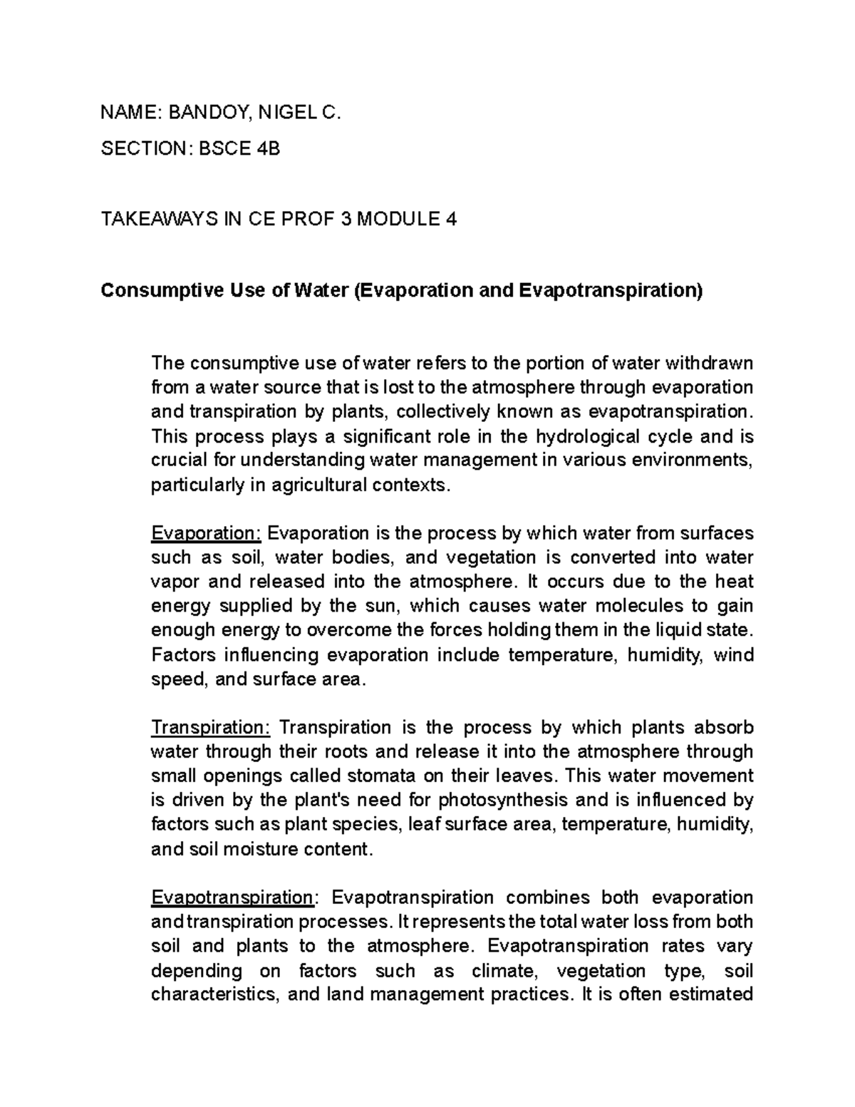 Bandoy Nigel Module 4 Takeaways CE PRO 3 - NAME: BANDOY, NIGEL C ...