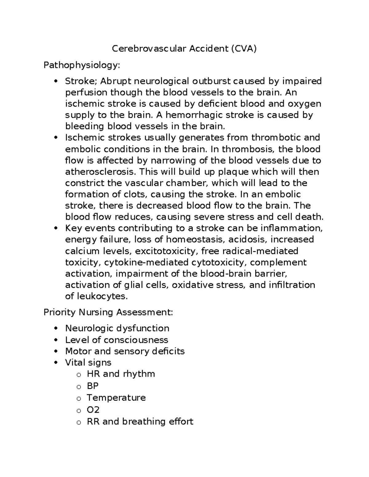 Patho -clinical CVA - Cerebrovascular Accident (CVA) Pathophysiology: Stroke; Abrupt ...
