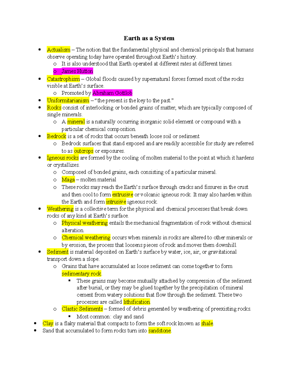 Earth as a system Notes - Earth as a System Actualism – The notion that ...