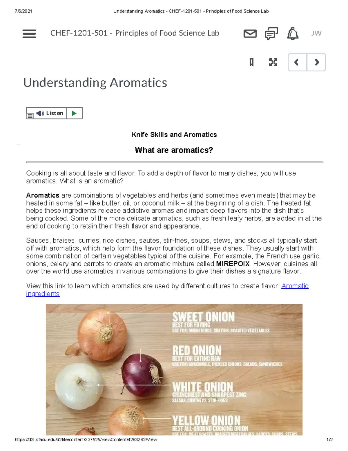 Understanding Aromatics - CHEF-1201-501 - Principles of Food Science ...