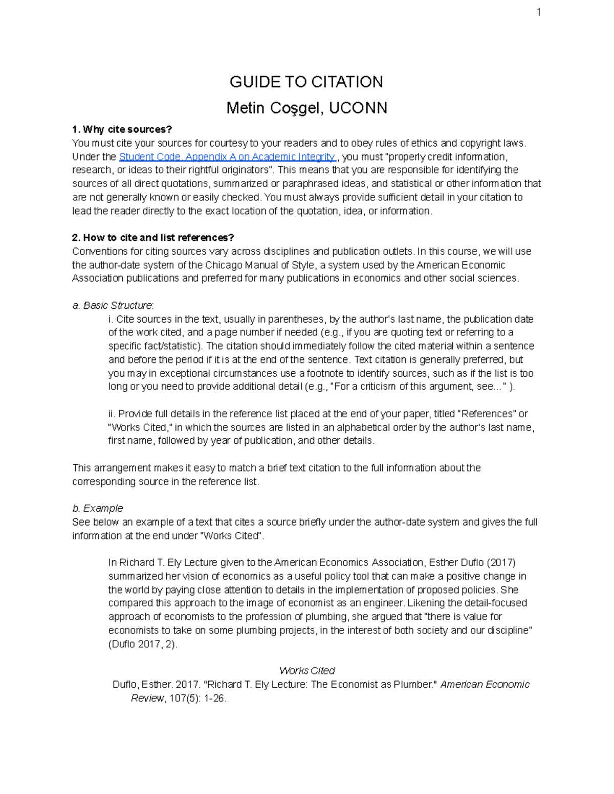 Guide to Citation - Tutorial for essay - 1 GUIDE TO CITATION Metin ...