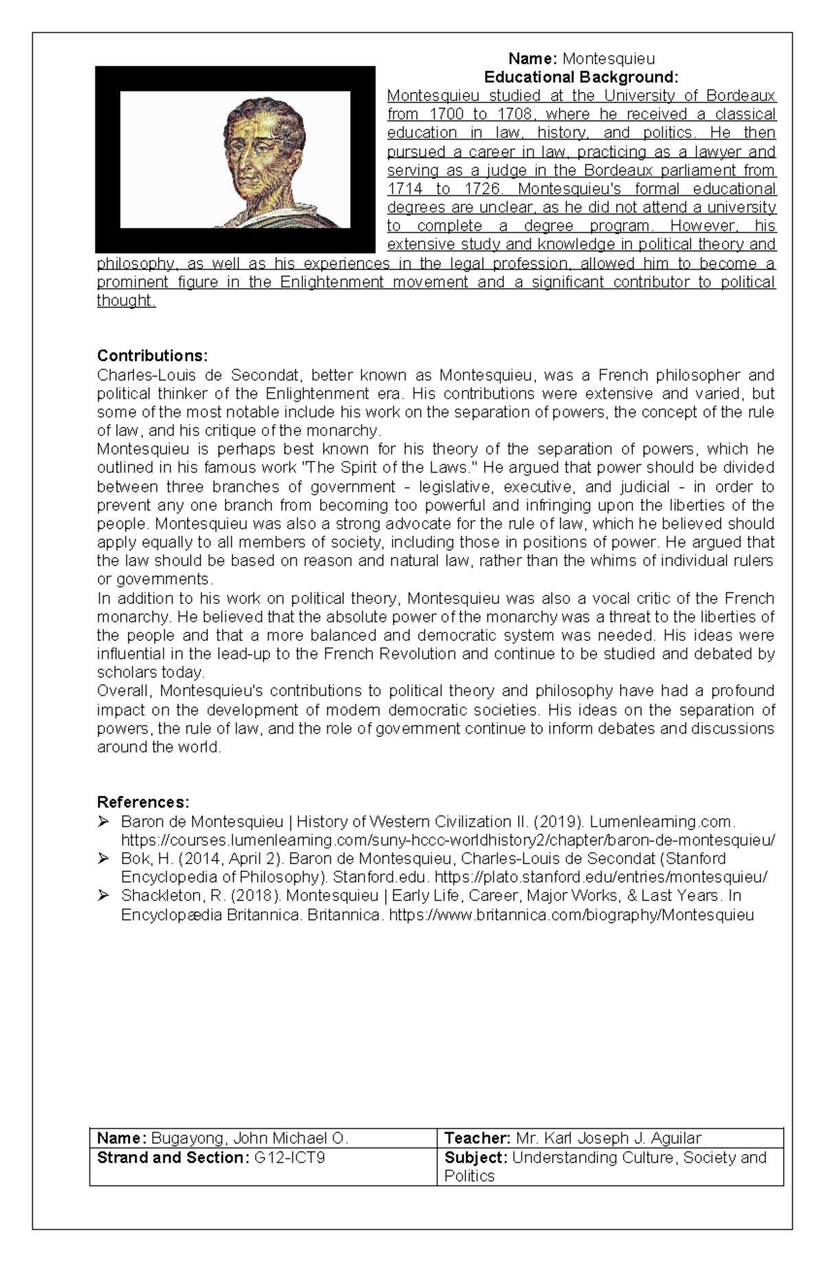 Bugayong-Final-Activity - Name: Montesquieu Educational Background ...