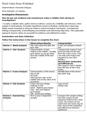 FLVS Toxicology Case Study Worksheet - 5 Forensic Toxicology Case Study ...