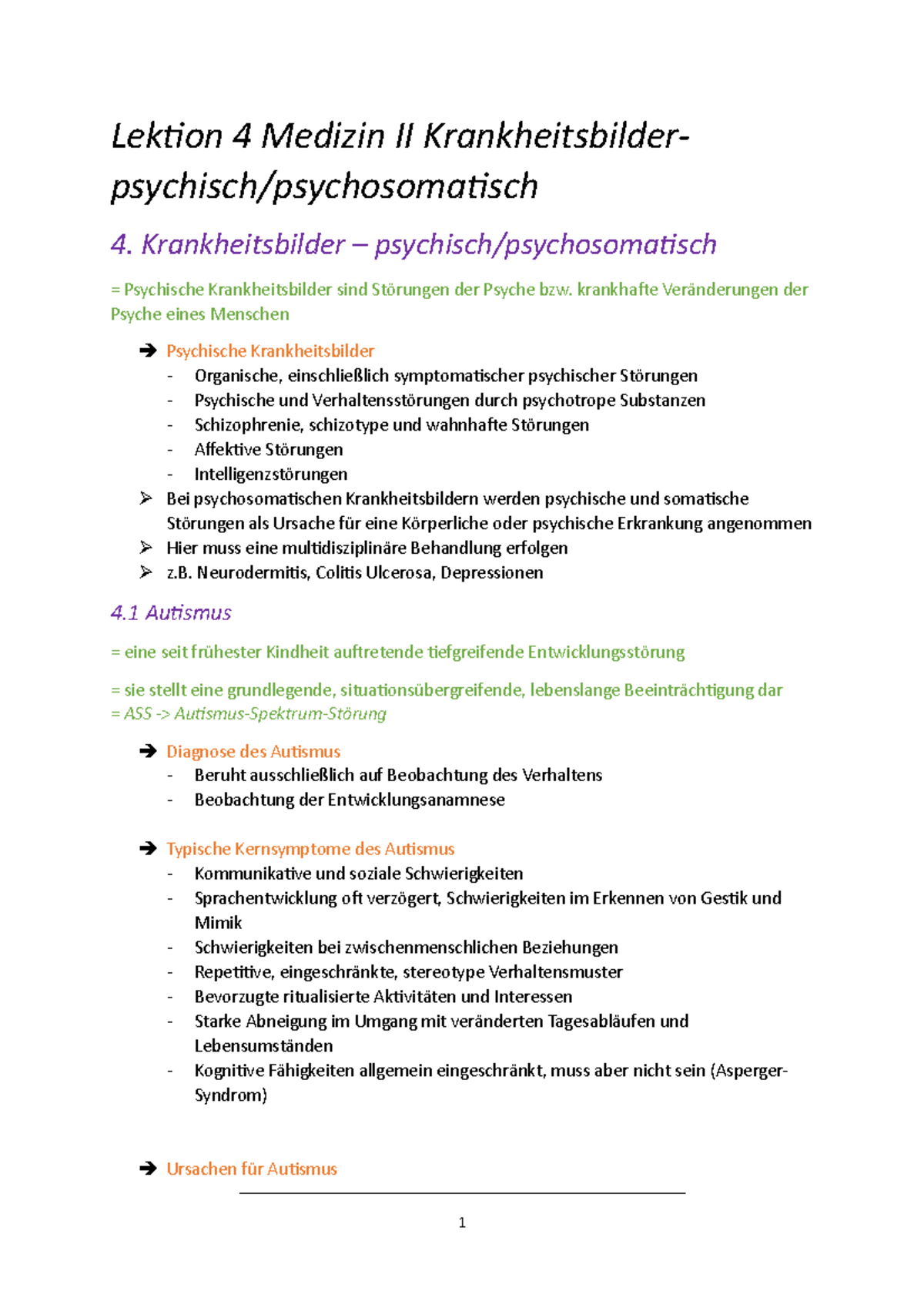 Lektion 4 Psychosomatisch - Lektion 4 Medizin II Krankheitsbilder ...