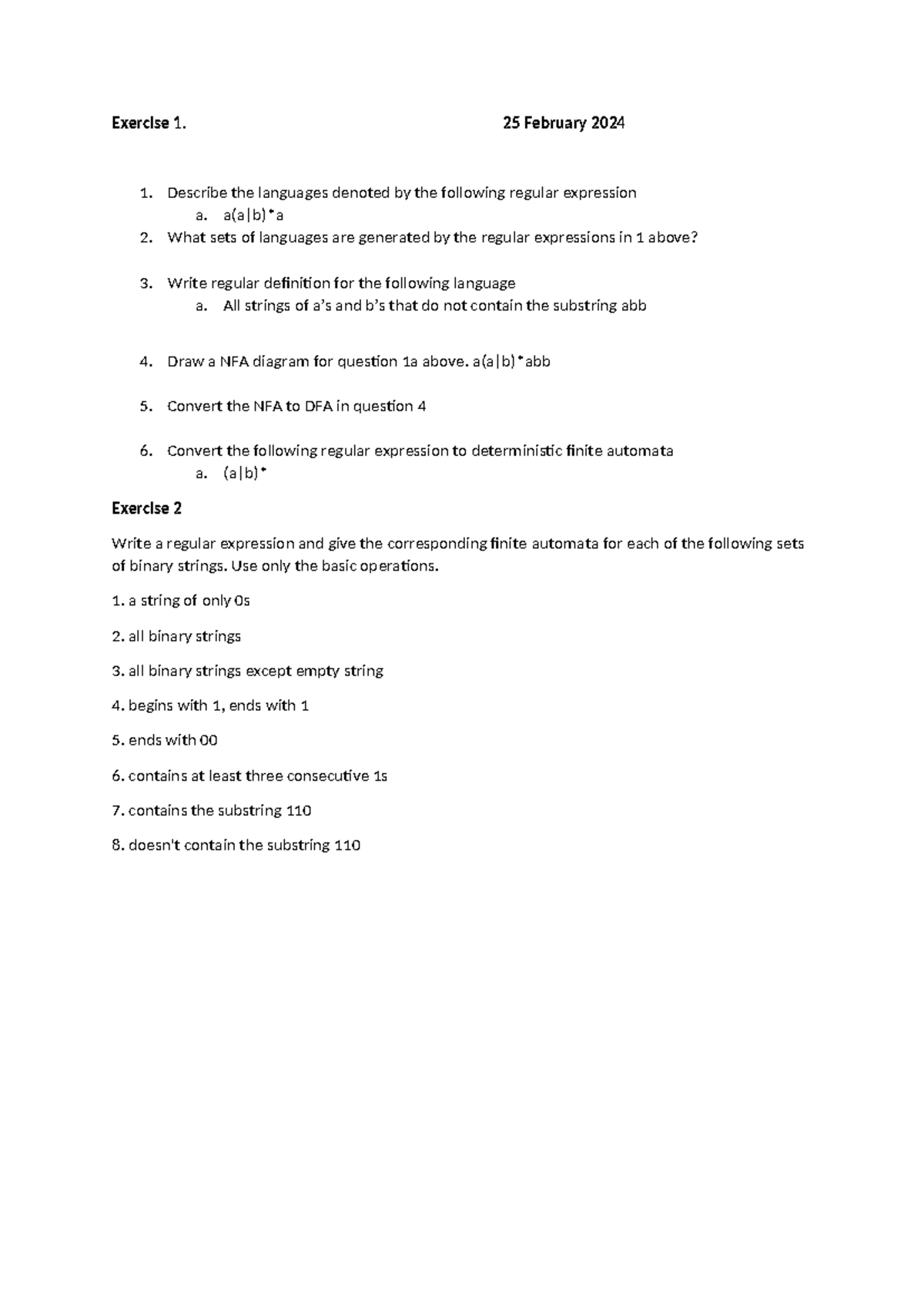 Practice questions - Practise - Exercise 1. 25 February 2024 1 ...