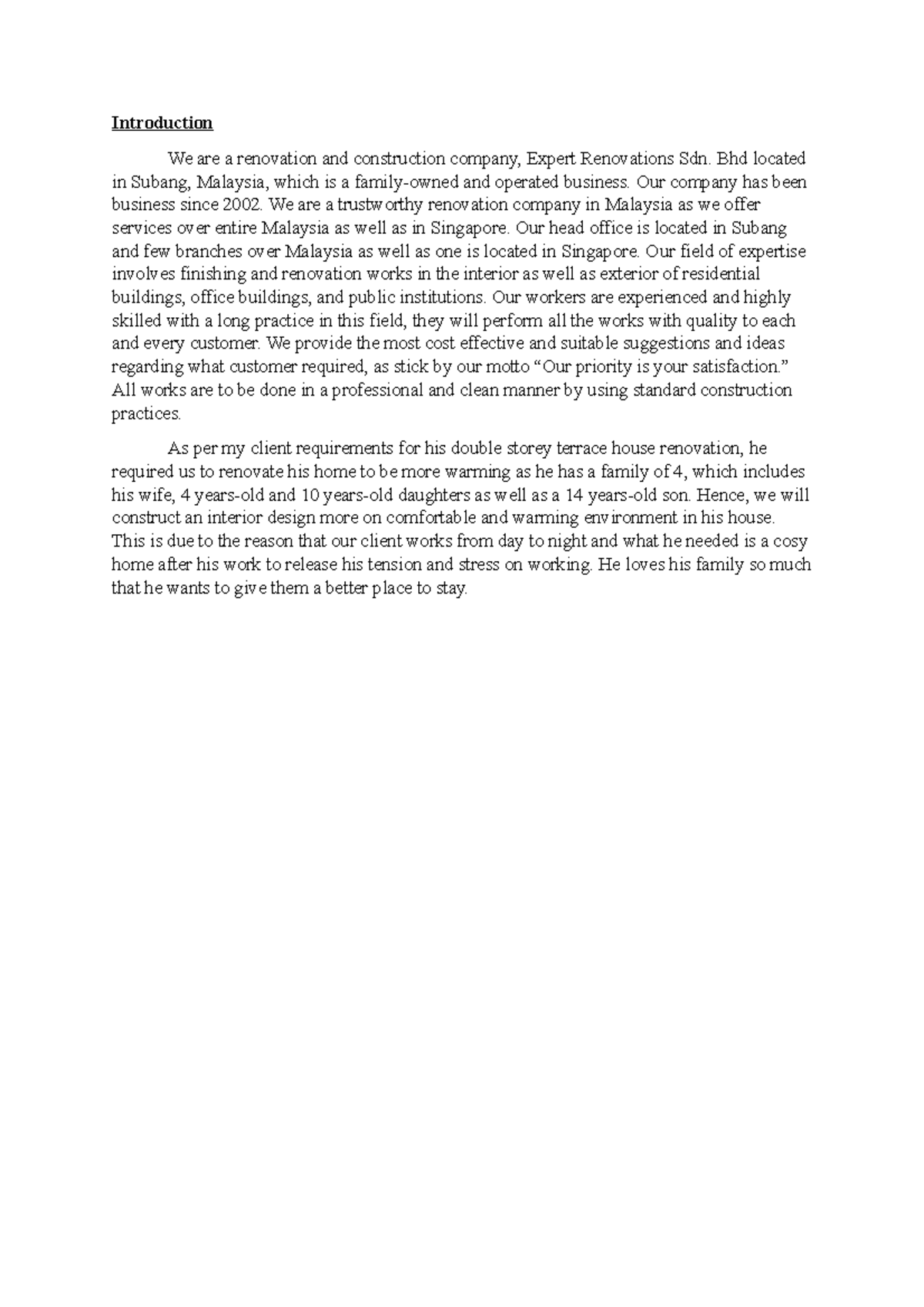 Introduction of construction technology work of whole assignment ...