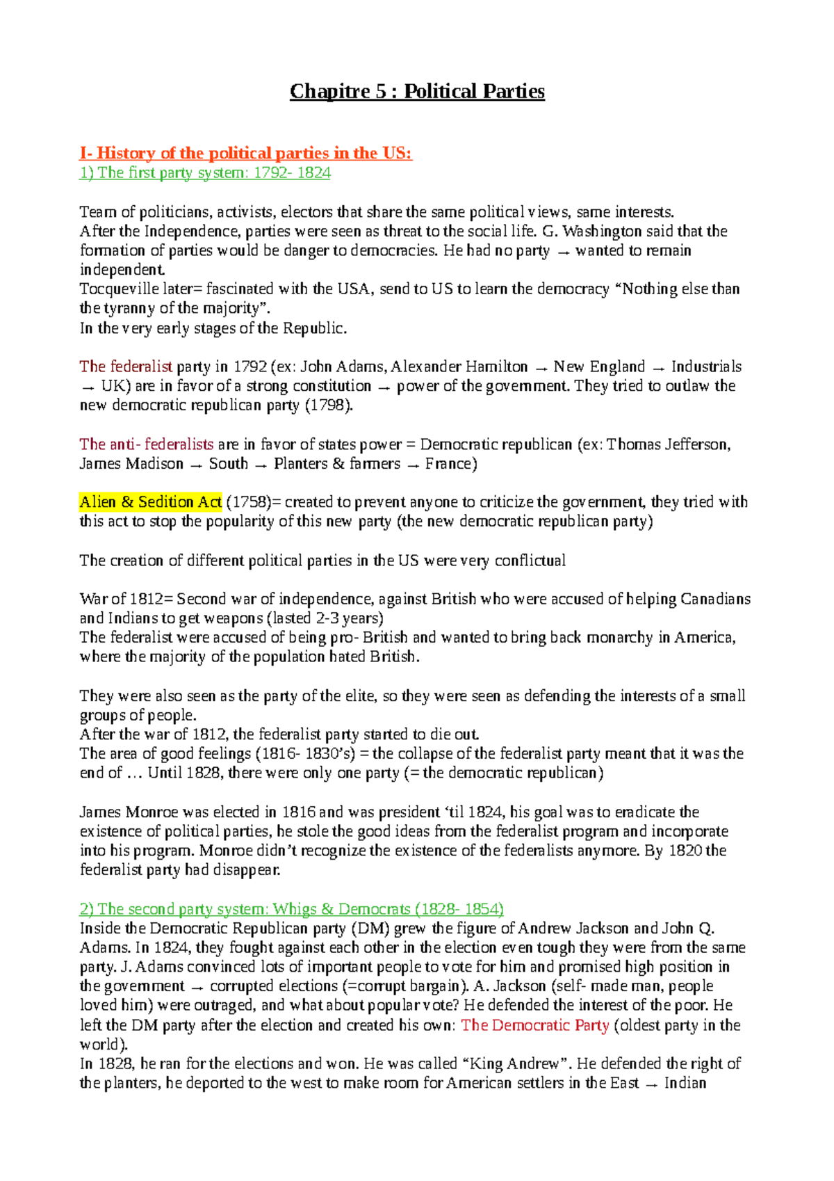 Chapitre 5 - Chapitre 5 : Political Parties I- History of the political ...