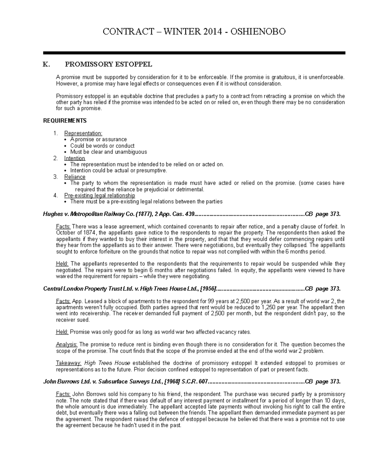 Contracts - Winter 2014 Final Notes - CONTRACT – WINTER 2014 ...