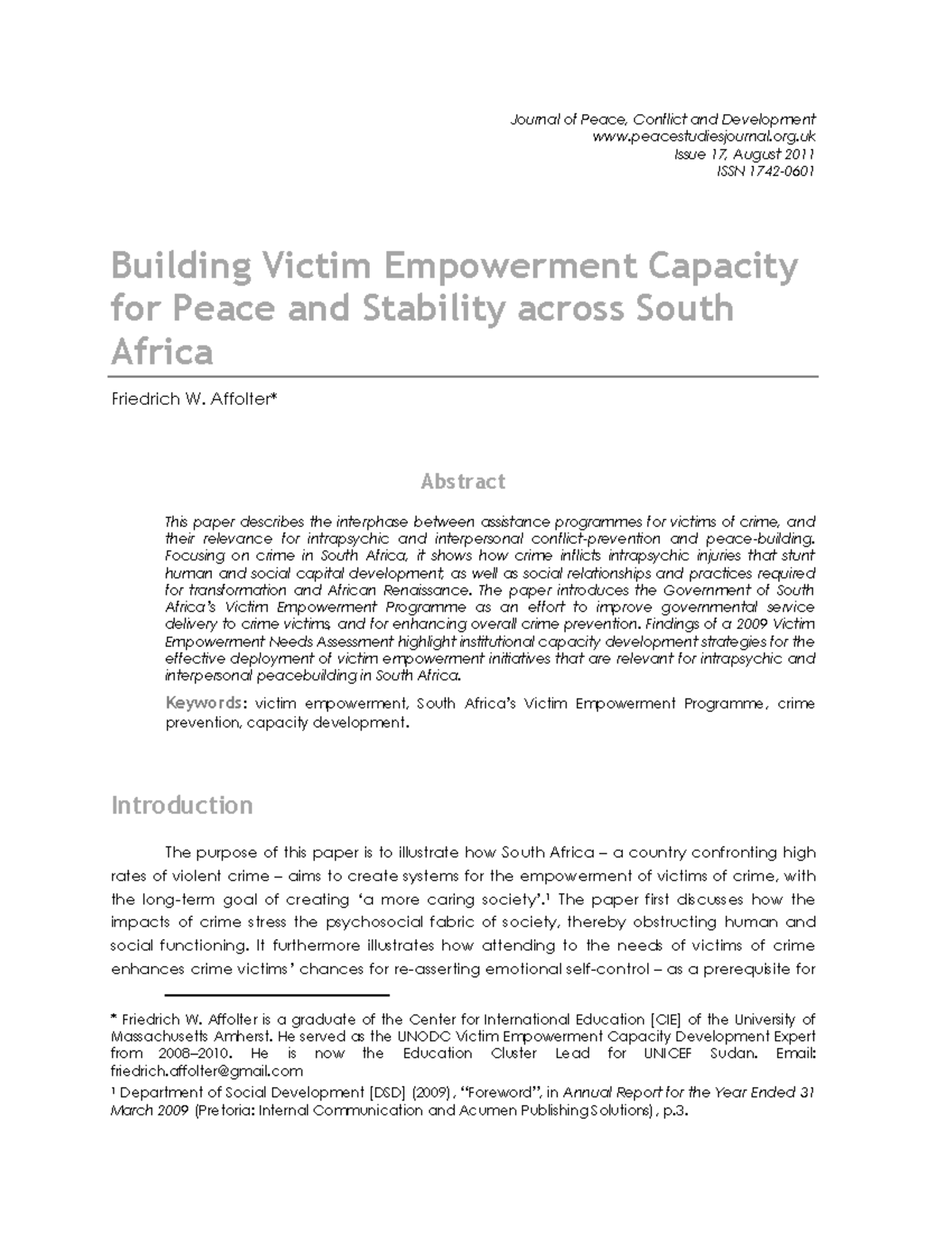 Building Victim Empowerment Capacity for Peace and Stability across ...