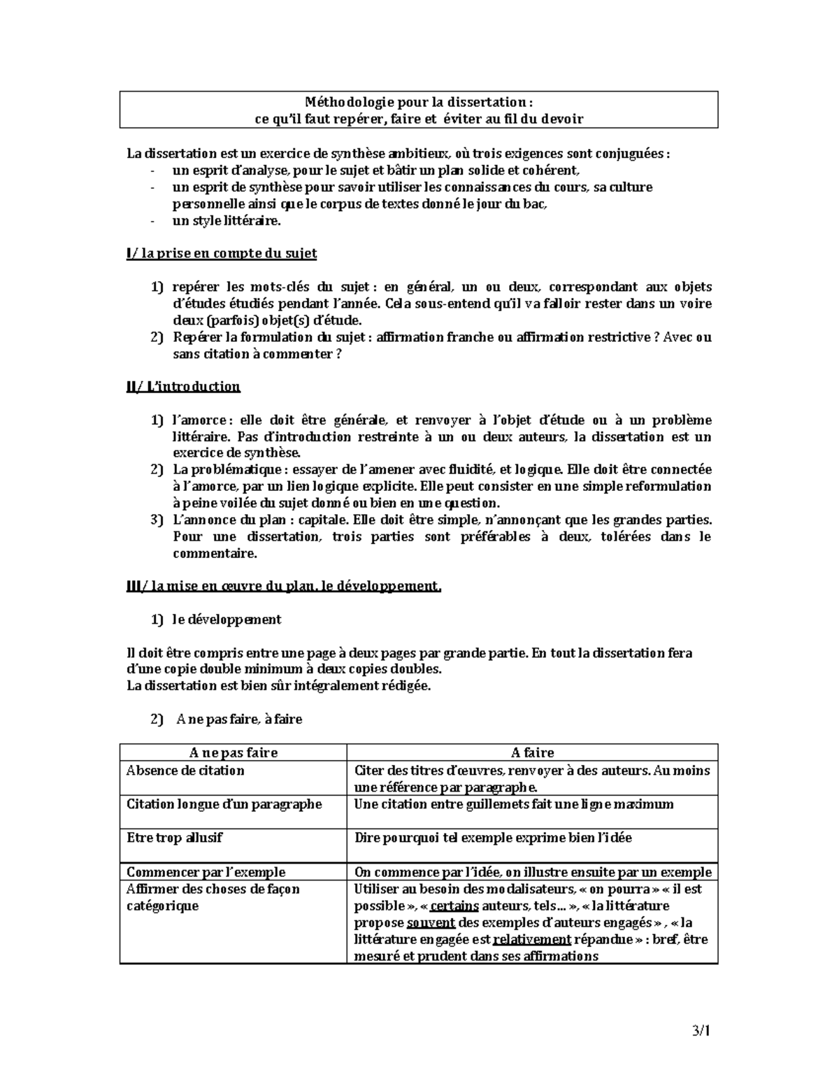 Comment rédiger une dissertation - 3/ Méthodologie pour la dissertation ...