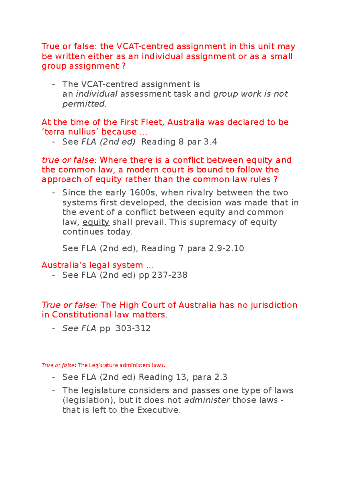 QA - Practice Q- great for exam prep. - True or false: the VCAT-centred ...