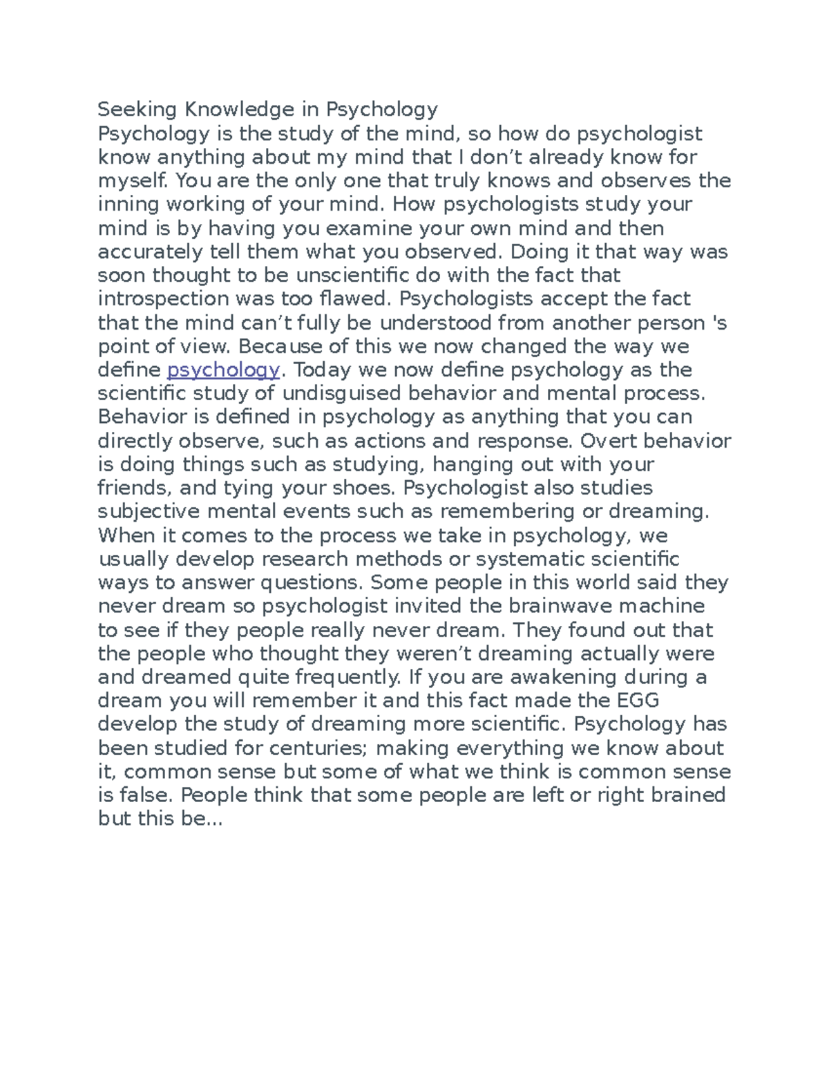 Seeking Knowledge in Psychology - Seeking Knowledge in Psychology ...