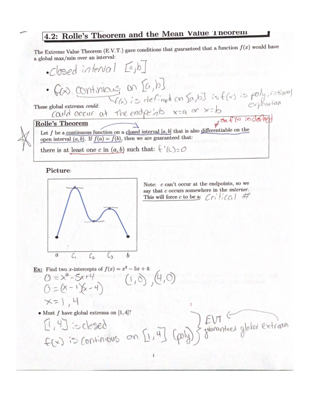 4.2 Rolle's theorem and mean value theorem - MTH 191 - Studocu