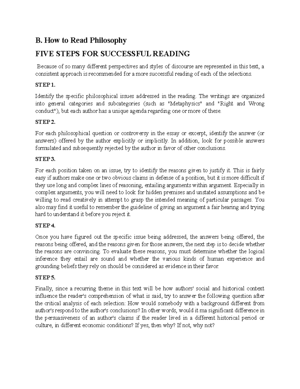 How to Read Philosophy - For References and Self-Study - B. How to Read ...