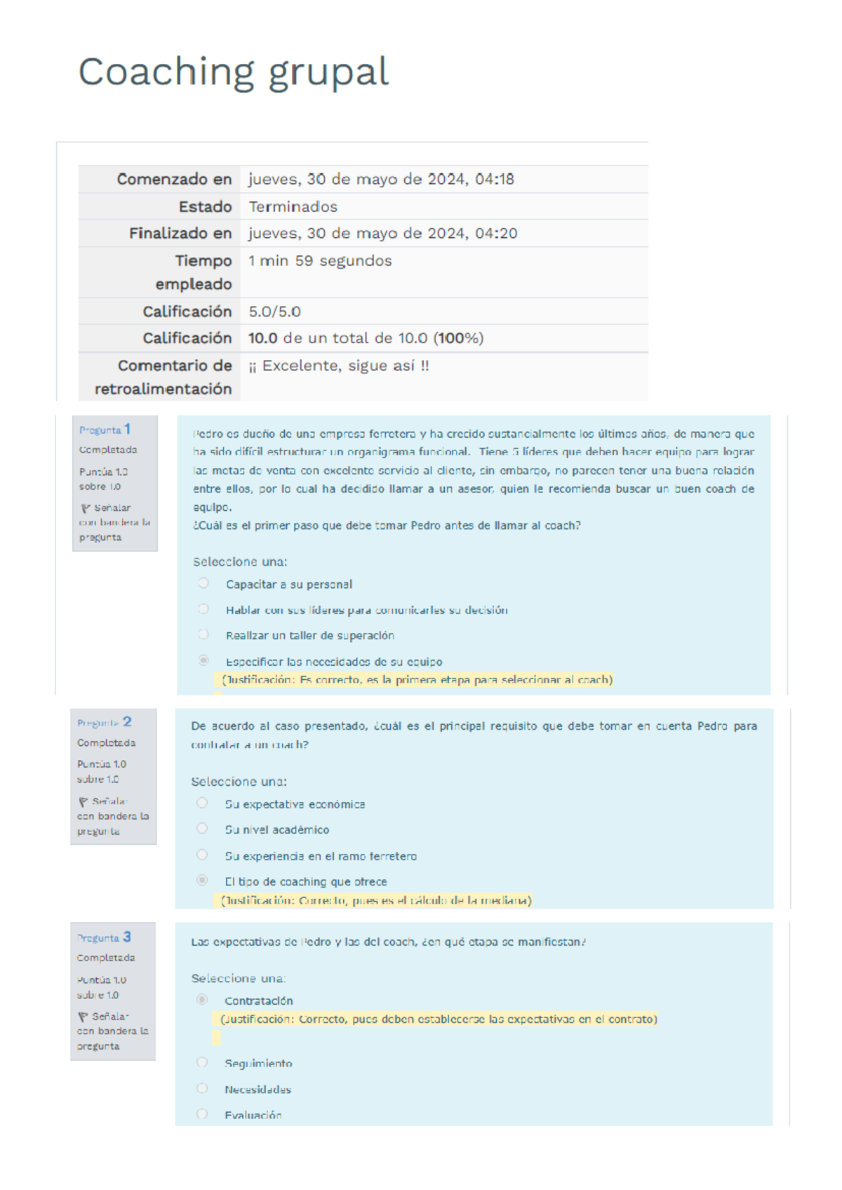 Autocalificable semana 4 Coaching Grupal - Coaching grupal Comenzado en ...
