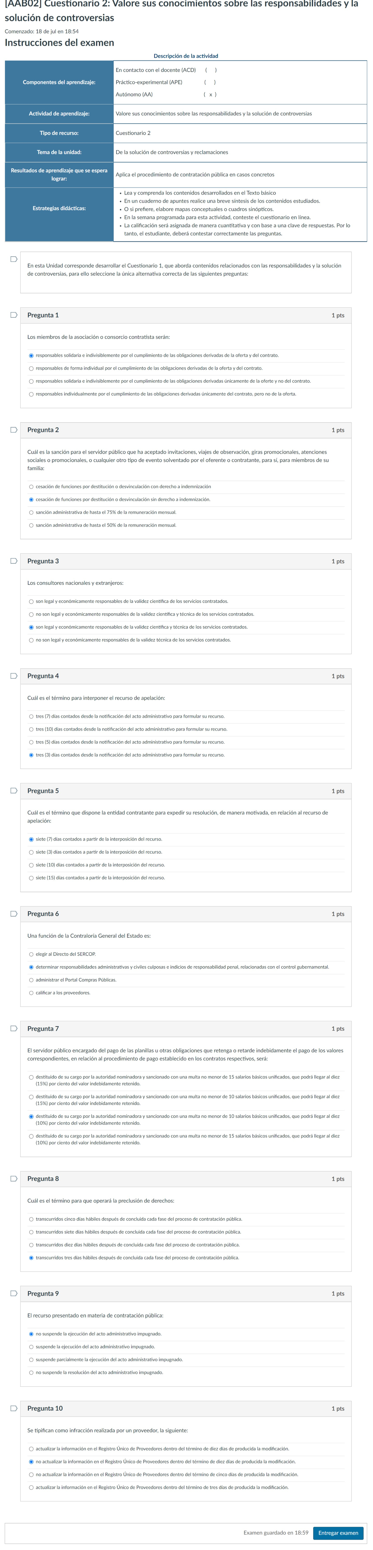 AAB02 Cuestionario 2 Valore sus conocimientos sobre las responsabilidades - Derecho ...