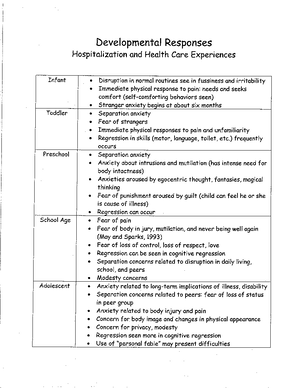 Developmental Reactions to Pain - DEVELOPMENTAL REACTIONS TO PAIN ...