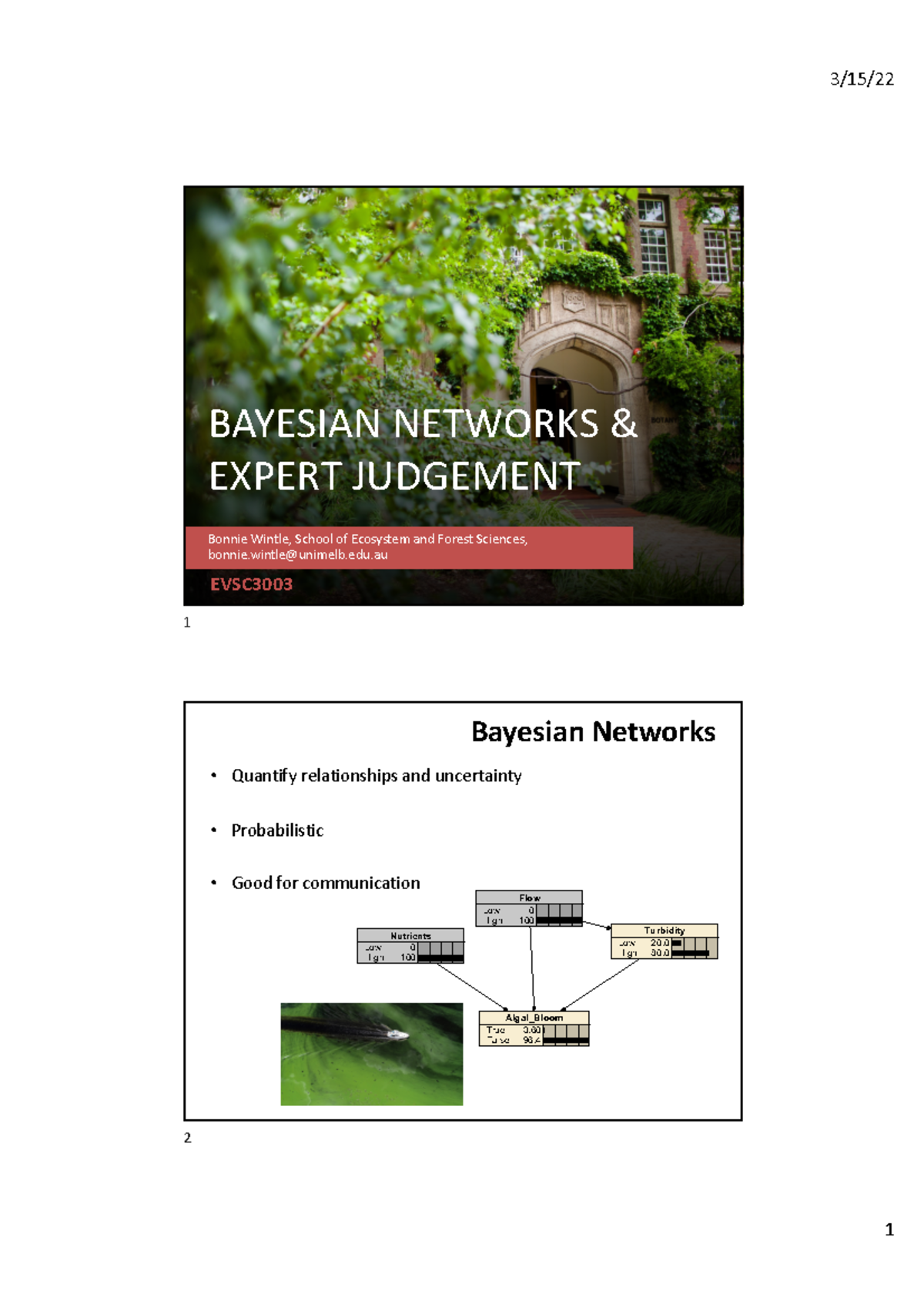 Causal models 2 BNs expert judgement 2022 - BAYESIAN NETWORKS & EXPERT JUDGEMENT Bonnie Wintle ...