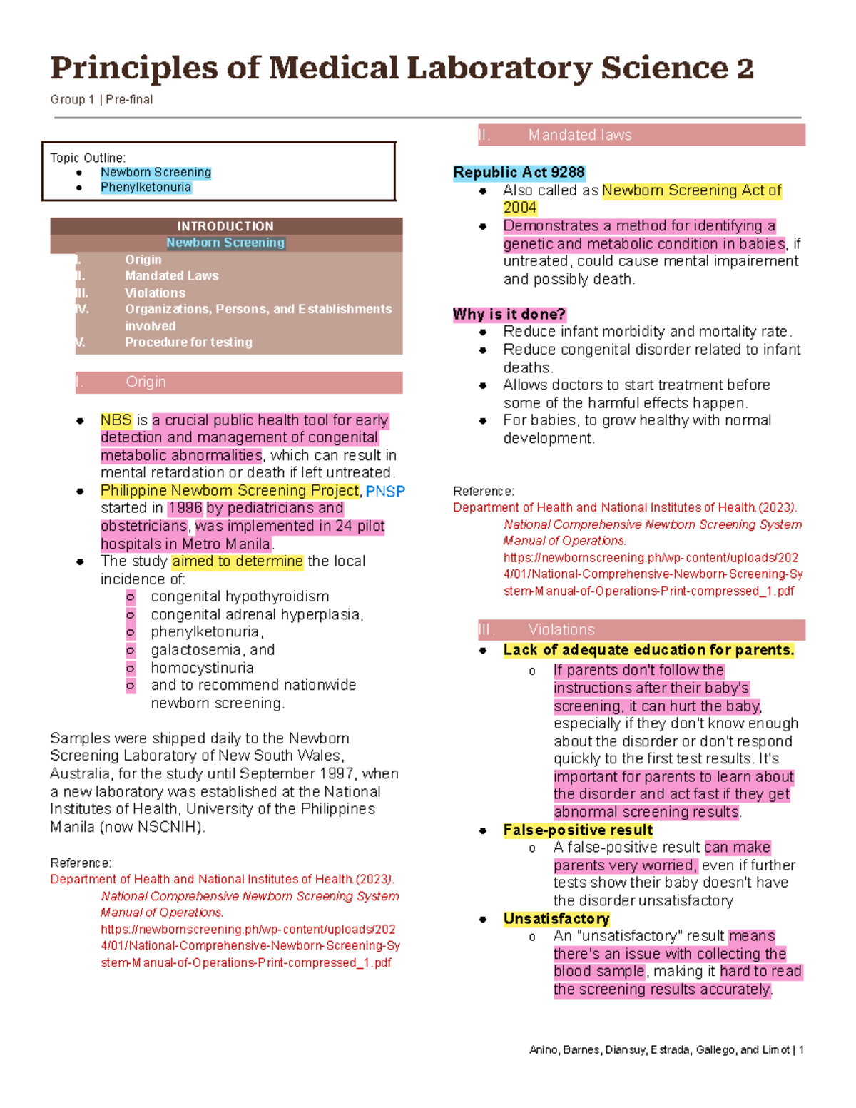 NBS AND PKU - Principles of Medical Laboratory Science 2 Group 1 | Pre ...
