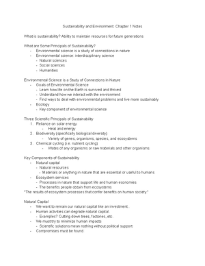 Sustainability and Environment- Chapter 1 Notes - atmosphere and ...