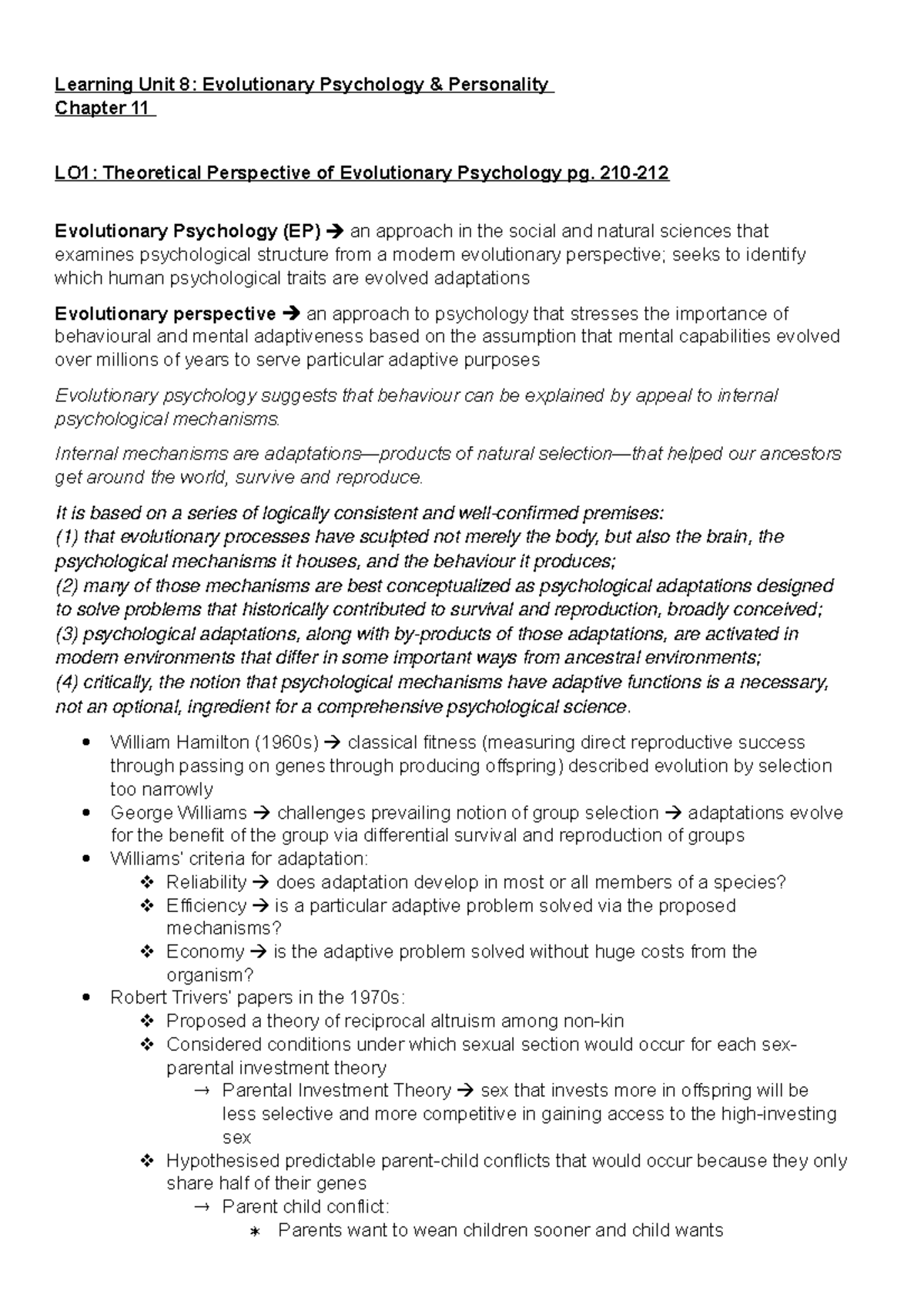 PSYC6214 LU8 - Summary Personality Psychology - Learning Unit 8 ...