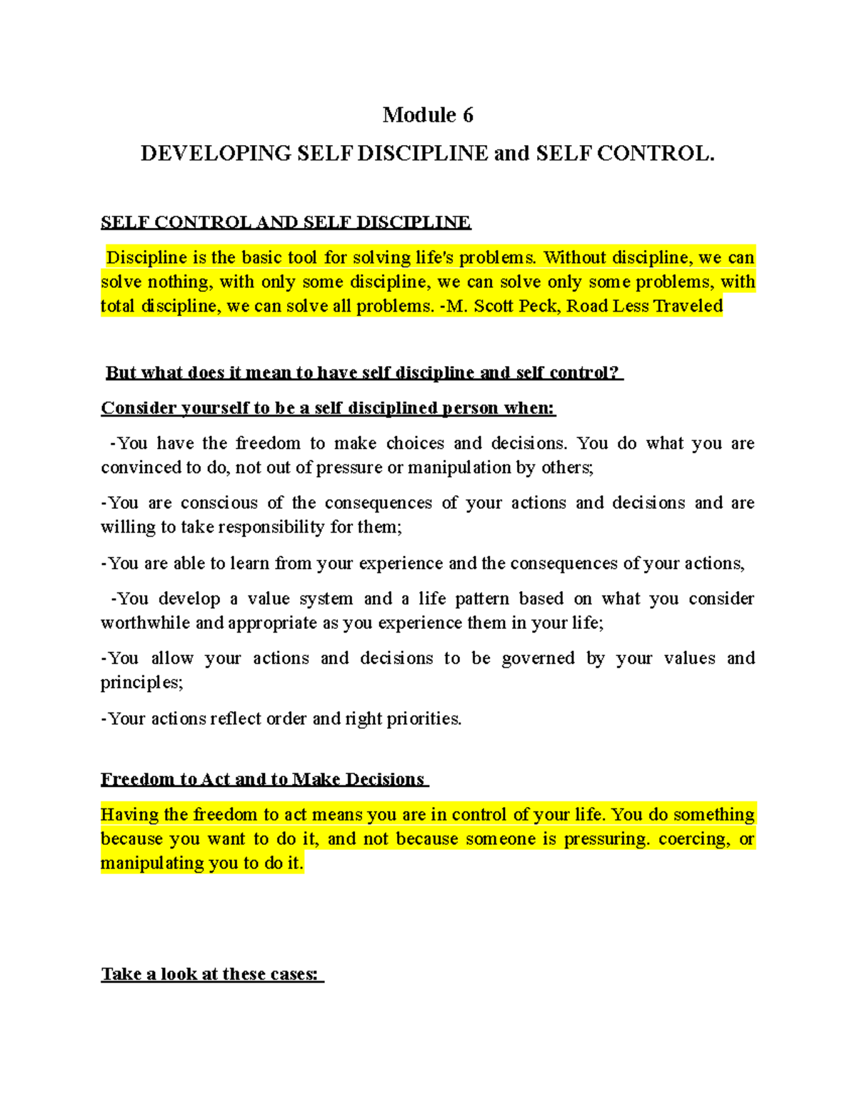 Inbound 6780162602522625734 - Module 6 DEVELOPING SELF DISCIPLINE and ...