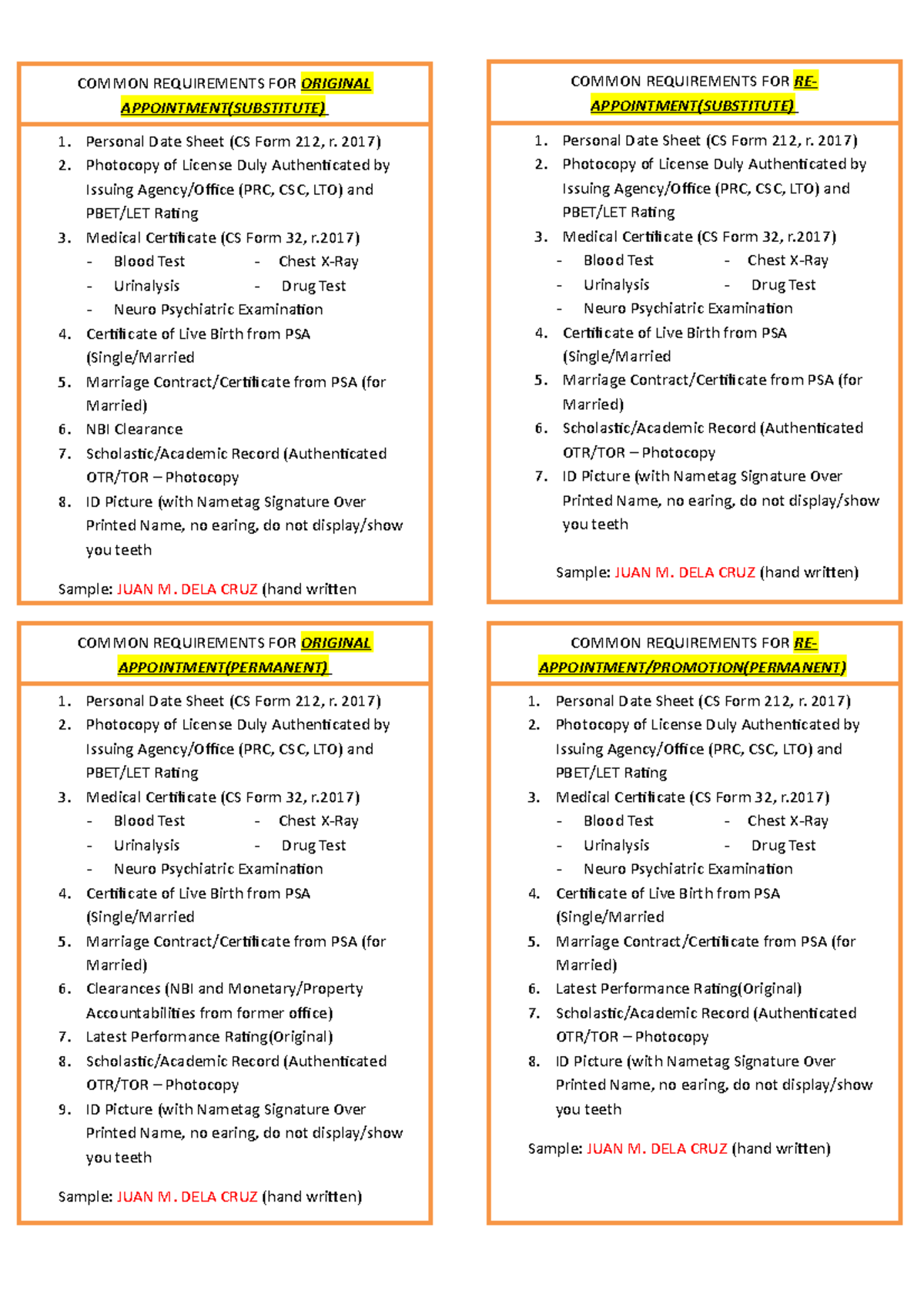 Common Requiremnts FOR Appointments 1 - COMMON REQUIREMENTS FOR RE ...