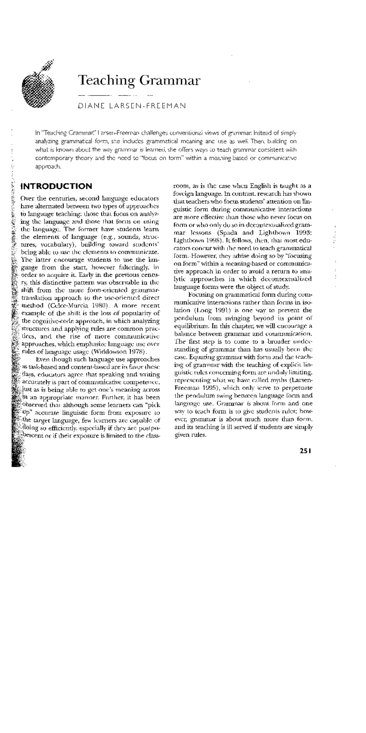 Larsen-freeman three-dimentional grammar framework - Teaching Grammar ...