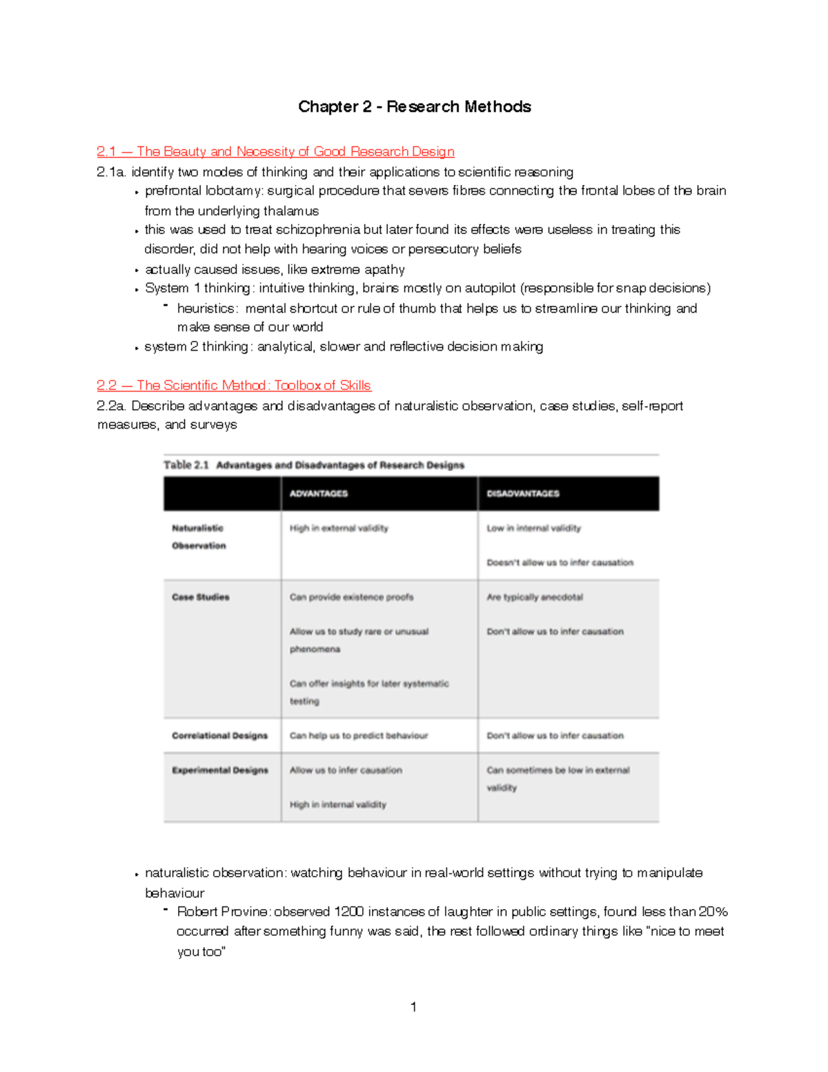 Chapter 2 - Research Methods notes - Chapter 2 - Research Methods 2 ...