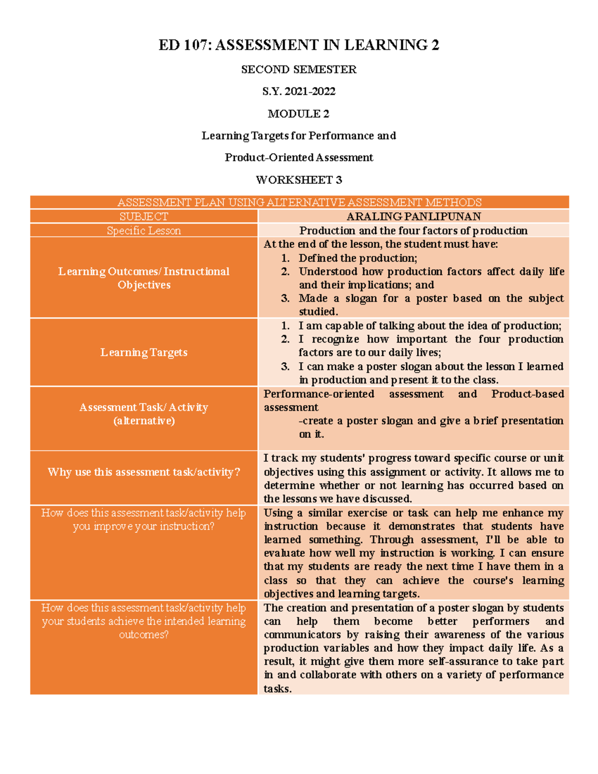 Module 2 W3 BAON - notes - ED 107: ASSESSMENT IN LEARNING 2 SECOND ...