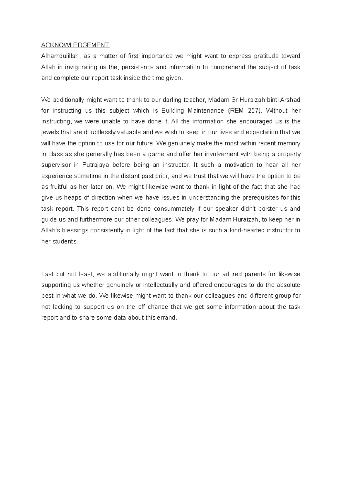 Building acknowledgement,intro,background - ACKNOWLEDGEMENT ...