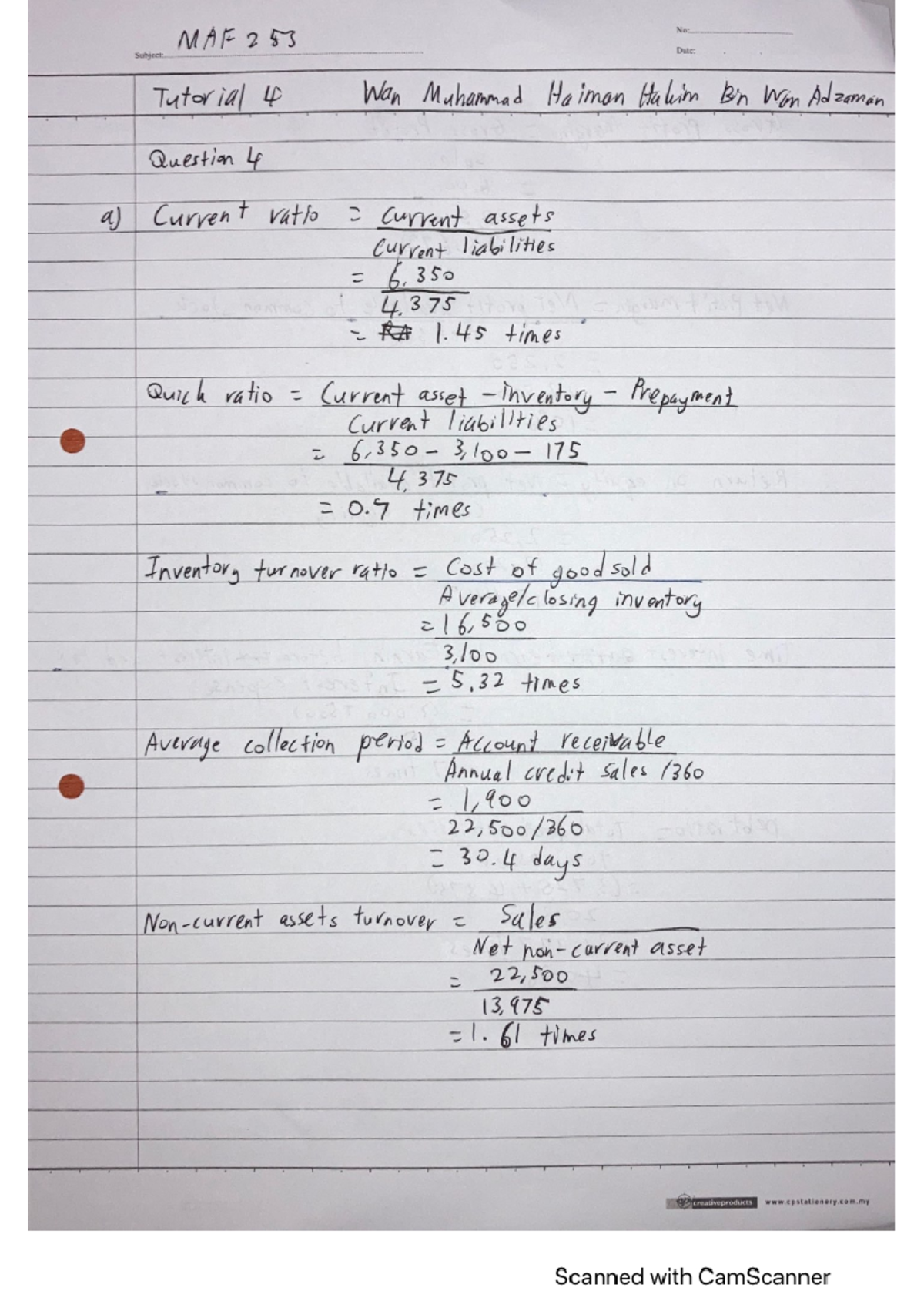 Tutorial 4 - Example Question - Financial Management - Studocu