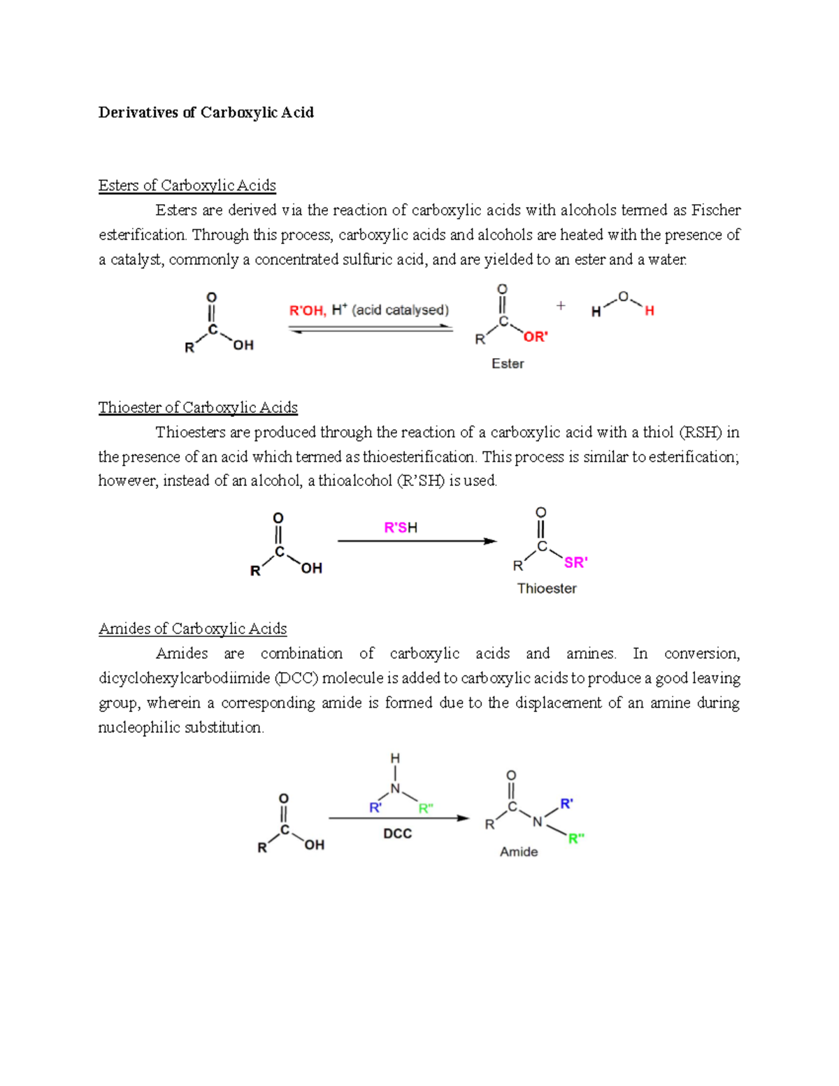 Derivatives of Carboxylic Acid - Derivatives of Carboxylic Acid Esters ...
